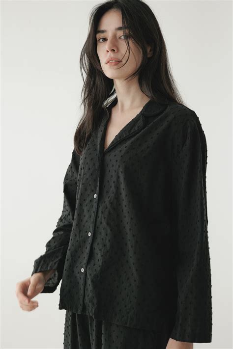 눈꽃 순면 파자마 여성 잠옷 세트 블랙 감도 깊은 취향 셀렉트샵 29cm