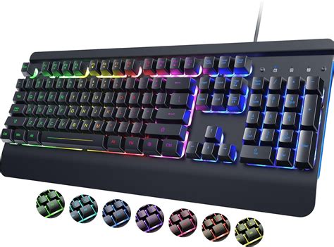 TRAHOO RGB Gaming Keyboard Single Color Backlits Keys Metal Panel Computer Keyboard