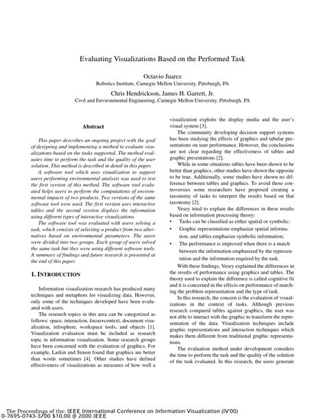 Pdf Evaluating Visualizations Based On The Performed Task