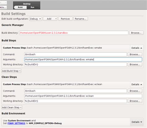 Howto Use Openfoam With Qtcreator Solely Ide Debug And Opt Configurations Openfoamwiki
