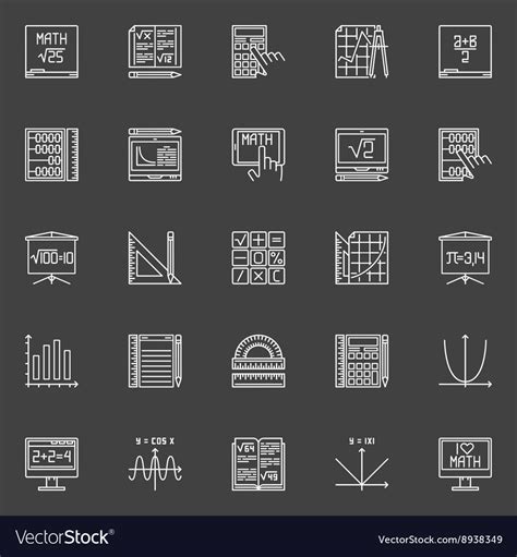 Mathematics Line Icons Royalty Free Vector Image