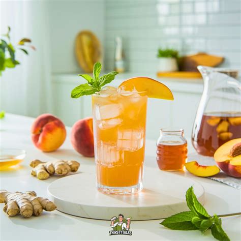 Ginger Peach Iced Tea Cocktail Recipe Thirsty Tales