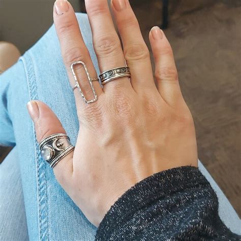 Rectangle Ring Open Rectangle Ring Long Modern Ring Simple Open Ring