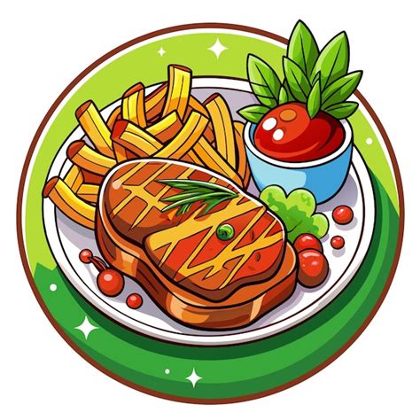 A Plate Of Steak And Fries Premium Ai Generated Vector