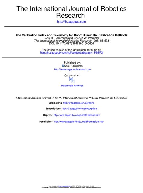 pdf the calibration index and taxonomy for robot kinematic