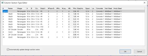 Column Section Type Editor