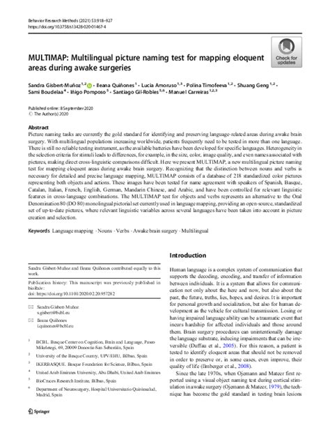 Pdf Multimap Multilingual Picture Naming Test For Mapping Eloquent Areas During Awake Surgeries