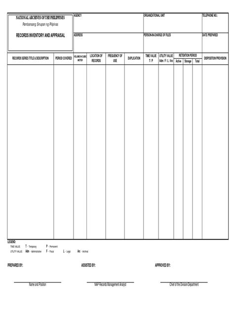 Nap Form 1 Inventory Appraisal Pdf