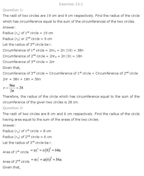 Areas Related To Circles Class Mathematics NCERT Solutions