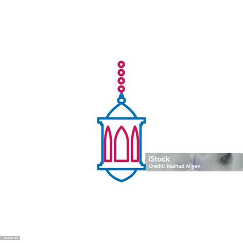 이슬람교 랜 턴 2 컬러 라인 아이콘입니다 단순한 파란색과 빨간색 요소 그림입니다 이슬람 이슬람에서 랜 턴 개념 개요 기호 디자인 설정 0명에 대한 스톡 벡터 아트 및 기타