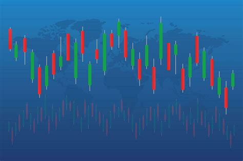 Stock Market Bar Graph On World Map Candlestick Chart Finance Trade Data Vector Illustration