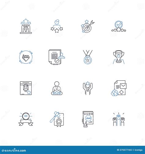 Commendation Line Icons Collection Praise Tribute Recognition Applause Honor Approval