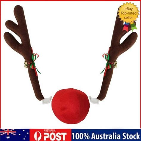 Car Reindeer Antlers And Nose Christmas Jingle Bells Costume Set Xmas