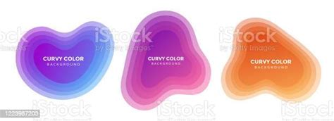 3 현대 액체 추상 흐림 Blob 세트 지형 깊이 그라데이션 플랫 스타일 디자인 유체 벡터 다채로운 일러스트 배너 간단한 템플릿 프레 젠 테이 션 전단지 흰색 배경에 격리