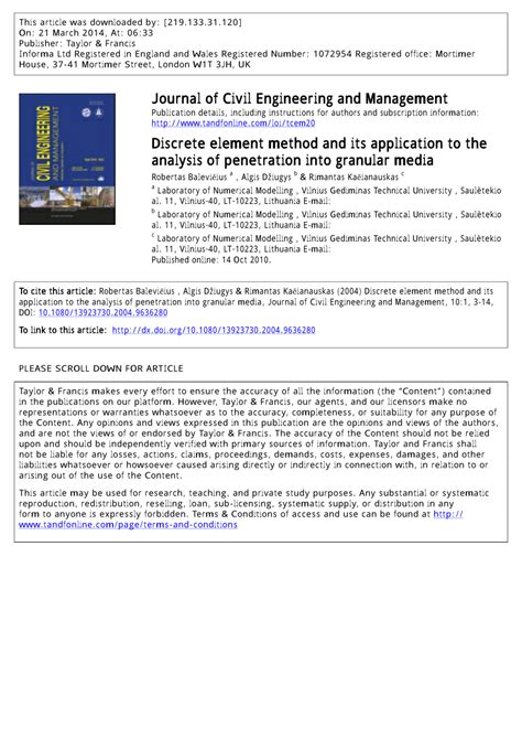 Pdf Discrete Element Method And Its Application To The Analysis Of Penetration Into Granular Media
