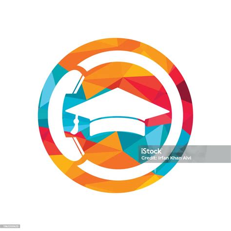 교육 호출 벡터 로고 디자인 템플릿입니다 졸업 모자 와 핸드셋 아이콘 로고 고객에 대한 스톡 벡터 아트 및 기타 이미지 고객 고객 서비스 담당자 공부 Istock