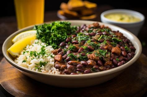 Feijoada Con Arroz Marrón Imagen Premium Generada Con Ia
