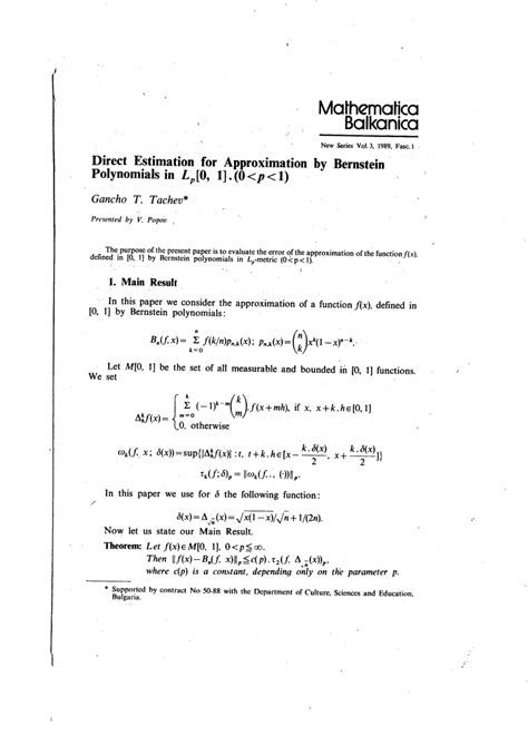 Pdf Direct Estimation For Approximation By Bernstein Polynomials In L P 01 0