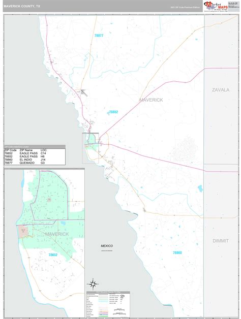Maverick County Tx Wall Map Premium Style By Marketmaps Mapsales