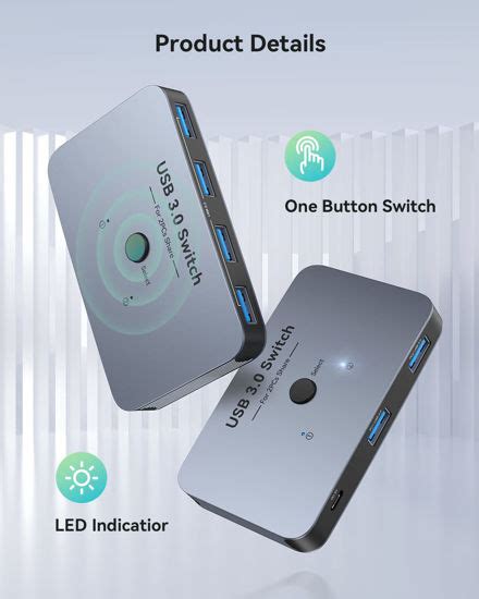 Getuscart Usb Switch 3 0 Kvm Switch Ablewe Aluminum Usb Switcher 2 Computers Sharing 4 Usb