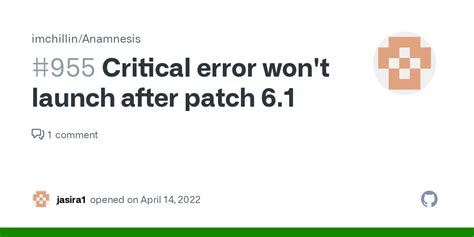 Critical Error Wont Launch After Patch 61 · Issue 955 · Imchillinanamnesis · Github
