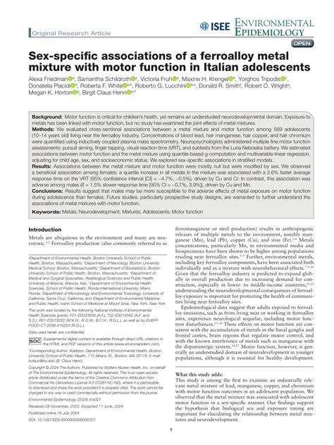 Pdf Sex Specific Associations Of A Ferroalloy Metal Mixture With