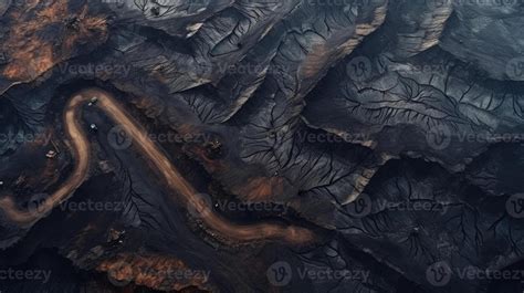 Open Pit Mine Extractive Industry For Coal Top View Aerial Drone Neural Network 49396950 Stock