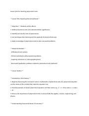 Exploring Polynomial Roots Lesson Plan Real World Applications