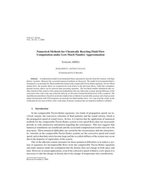 Numerical Methods For Chemically Reacting Fluid Flow Computation Under