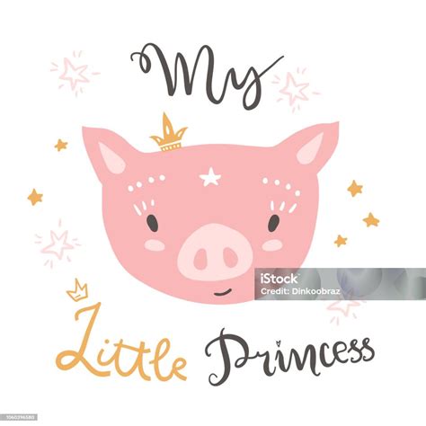 귀여운 벡터 만나고 공주 돼지 인사말 카드 아이 들 T셔츠 디자인 인쇄 또는 포스터에 대 한 사용할 수 있습니다 0명에 대한 스톡 벡터 아트 및 기타 이미지 Istock