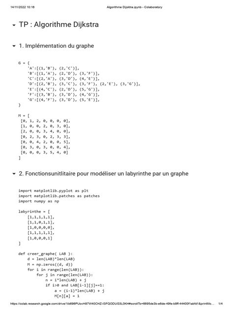 Tp Algorithme Dijkstra 1 Implémentation Du Graphe Pdf Mathematical Concepts
