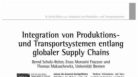 Integrating Production And Transportation Systems Along Global Supply