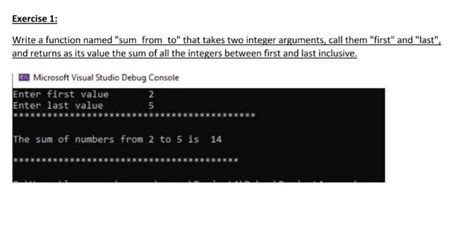 Solved Exercise 1 Write A Function Named Sum From To That
