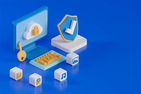 Premium Photo Isometric 3d Rendering Concept Security System On Cloud