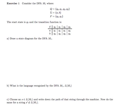 Solved Exercise Consider The DFA M Where Q Chegg Com