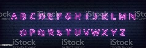네온 알파벳 글꼴입니다 빛나는 네온 컬러 3d 현대 알파벳 서체 공연에 대한 스톡 벡터 아트 및 기타 이미지 공연 로고 0명 Istock