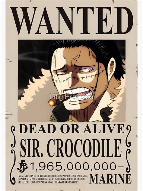Sir Crocodile Wanted Poster One Piece Poster Anime Lover Gift