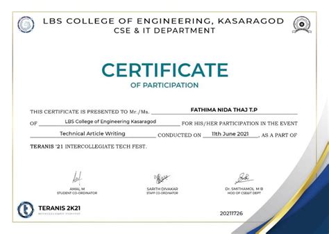 Fathima Nida Thaj T P On Linkedin Teranis Techfest Lbscek Techenthusiast Innovationquest