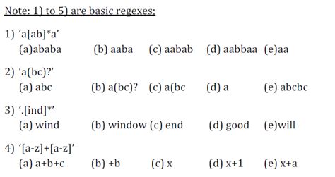 Solved Part Ii Regular Expression 1 Chose Matches For