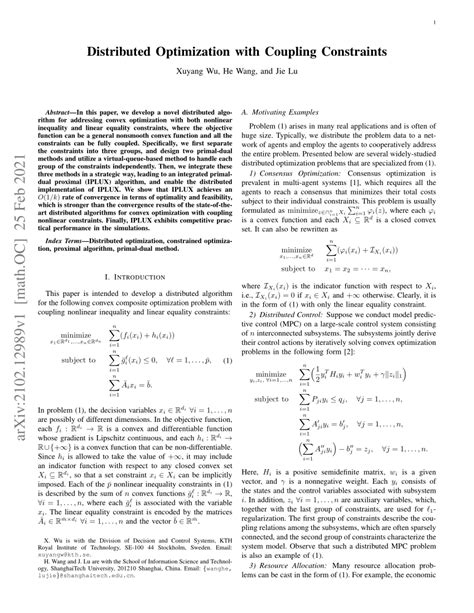 pdf distributed optimization with coupling constraints