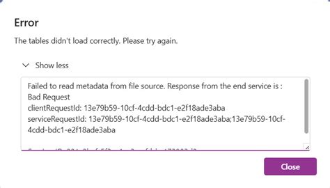 how to resolve the powerapps error the tables didn t load correctly when opening an excel file