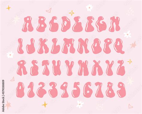 Funky Rave Groovy Font From The 60s In Psychedelic Style Vector Modern Cartoon Alphabet And