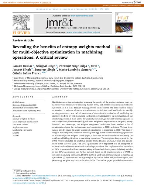 Pdf Revealing The Benefits Of Entropy Weights Method For Multi Objective Optimization In