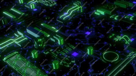 Premium Photo Advanced Technology Concept Visualization Motion Circuit Board Cpu Processor