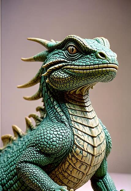 Basilisk Statue On White Background Premium Ai Generated Image