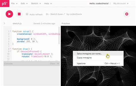 Uso Del P5 Js Web Editor Computer Graphics Brera