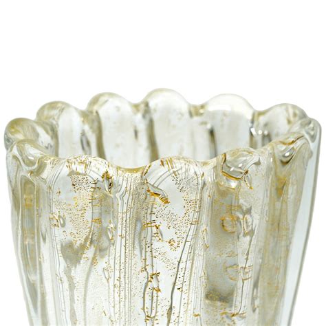 연꽃 꽃병 크리스탈 및 금 오리지널 무라노 유리 Omg