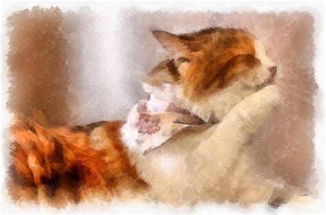 다양한 귀여운 고양이는 수채화 스타일 일러스트 인상파 그림을 포즈를 취합니다 갈색에 대한 스톡 벡터 아트 및 기타 이미지