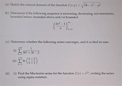Solved A Sketch The Natural Domain Of The Function
