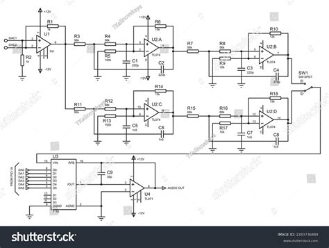 Schematic Diagram Electronic Device Vector Drawing Stock Vector